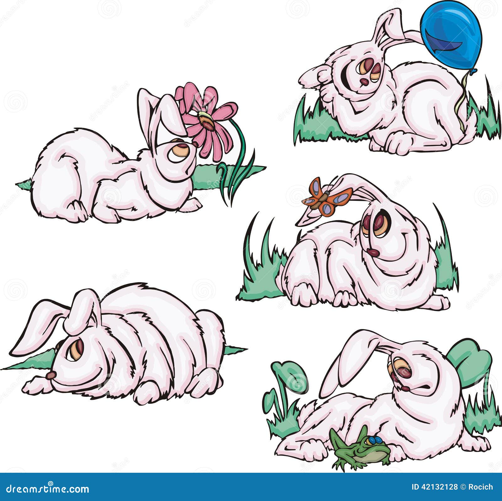 Funny pink rabbits stock vector. Illustration of vector - 42132128