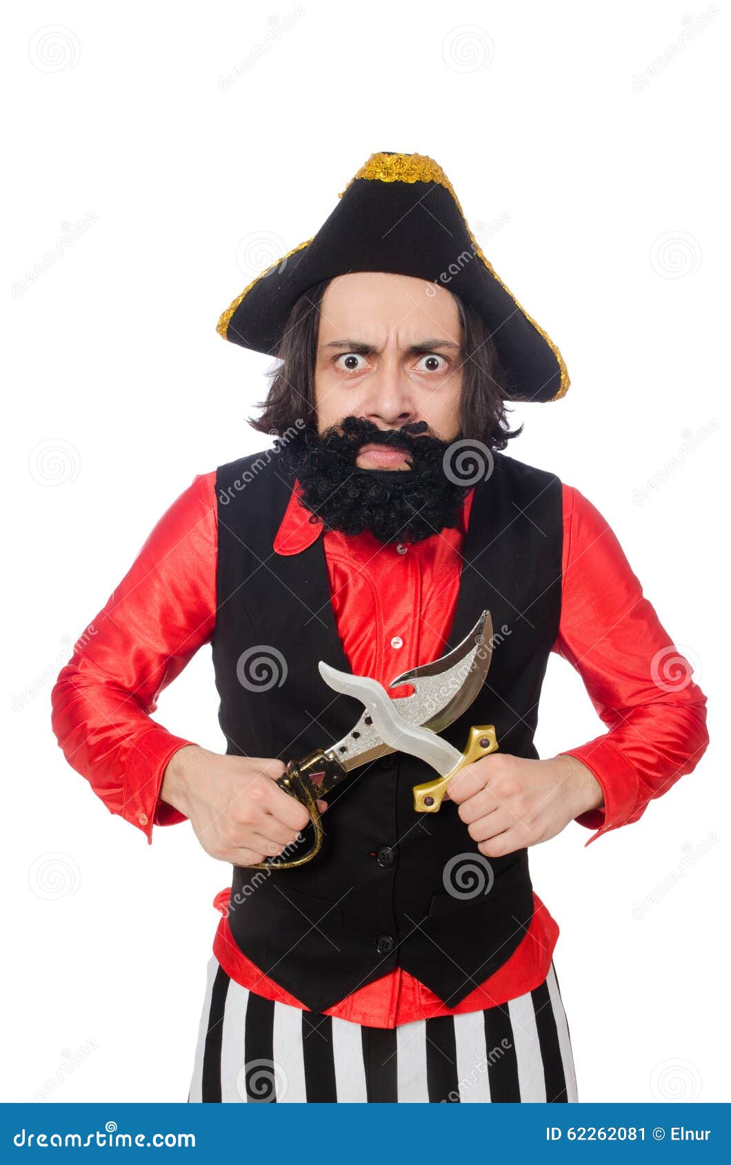 The Funny Pirate Isolated on the White Stock Image - Image of beard ...