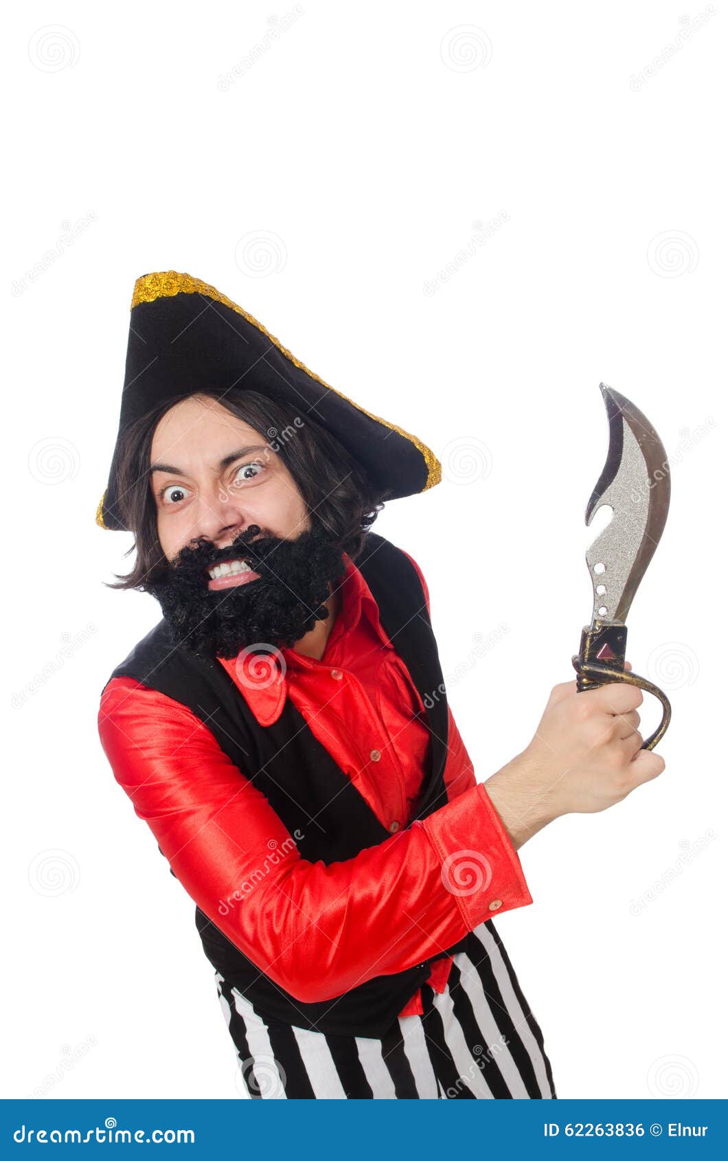 The Funny Pirate Isolated on the White Stock Photo - Image of knife ...