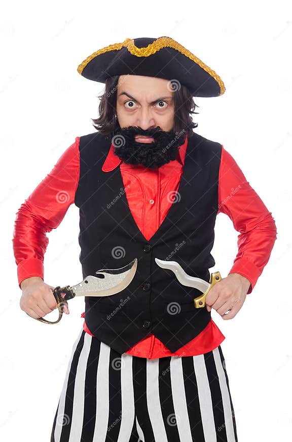 Funny Pirate Isolated on the White Stock Photo - Image of brigand ...