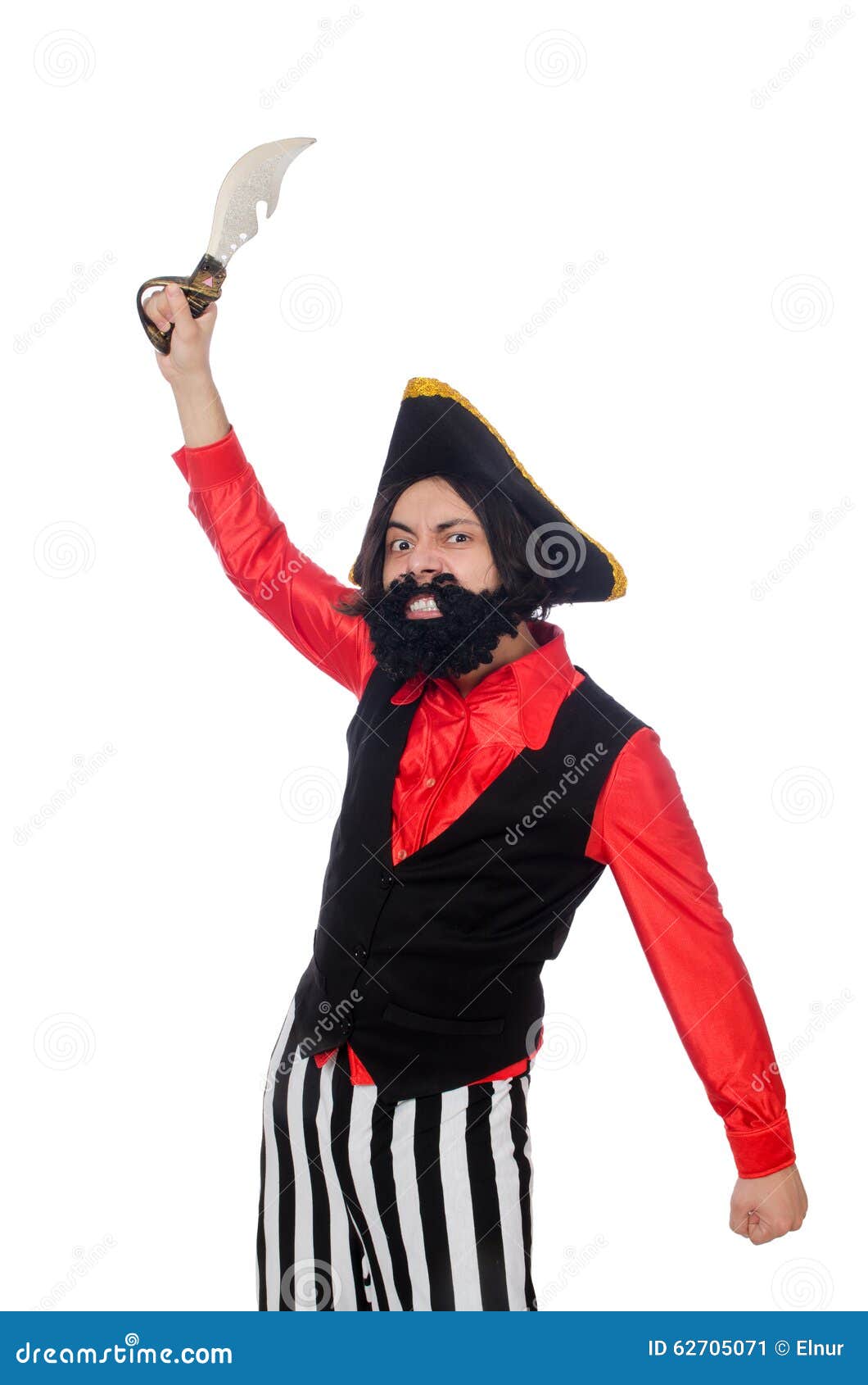 Funny Pirate Isolated on the White Stock Image - Image of aggressive ...