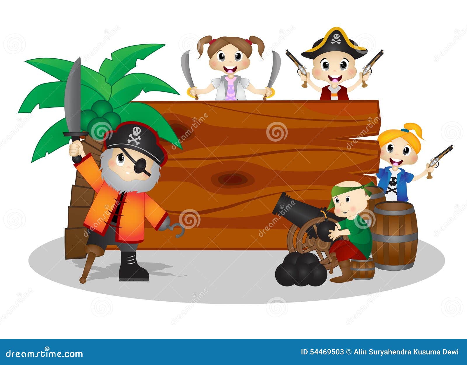 Funny Pirates Behind Board Stock Illustrations – 4 Funny Pirates Behind ...