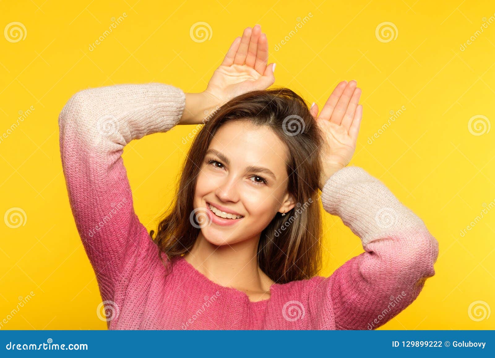 Funny Playful Girl Fooling Around Faking Ears Palm Stock Photo - Image ... Funny Playful Girl Fooling Around Faking Ears Palm Stock Photo - Image ...