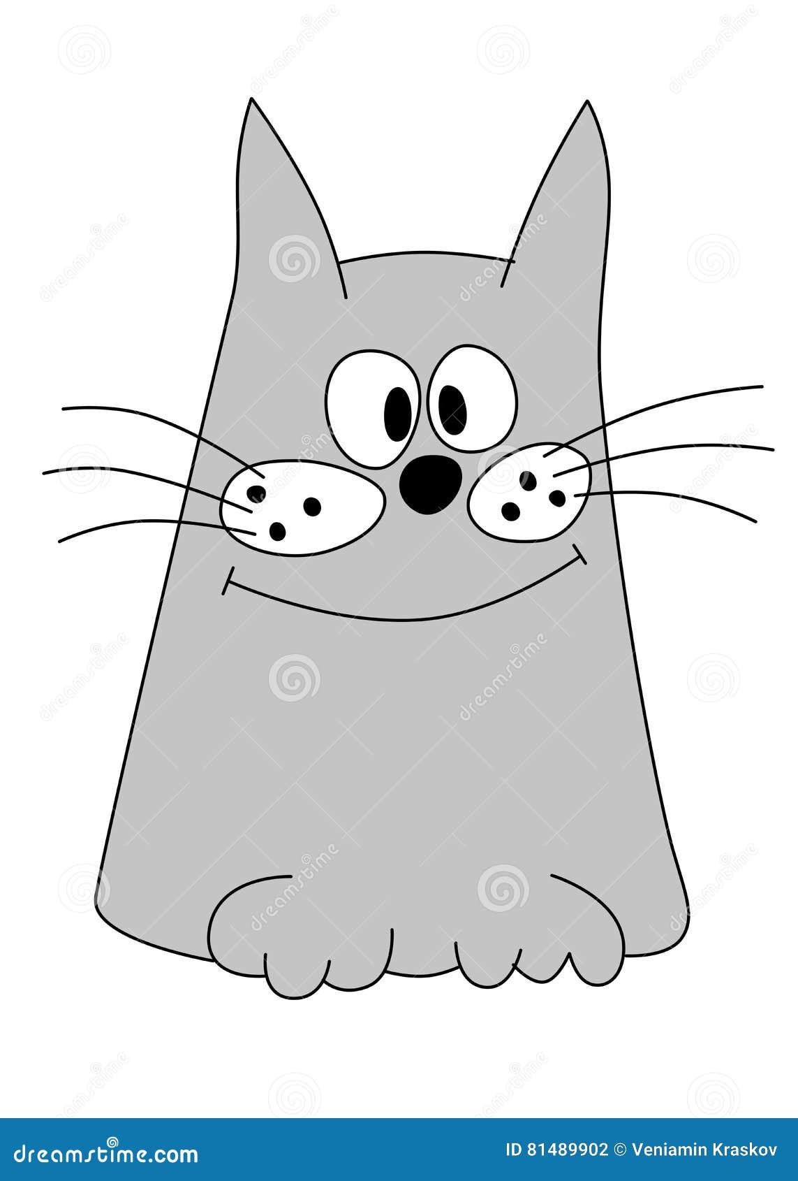 Funny playful gray cat stock illustration. Illustration of line - 81489902