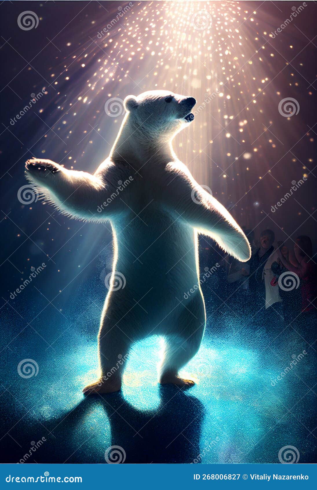 Funny Polar Bear Dancing at the Disco in the Spotlight. AI Generated ...