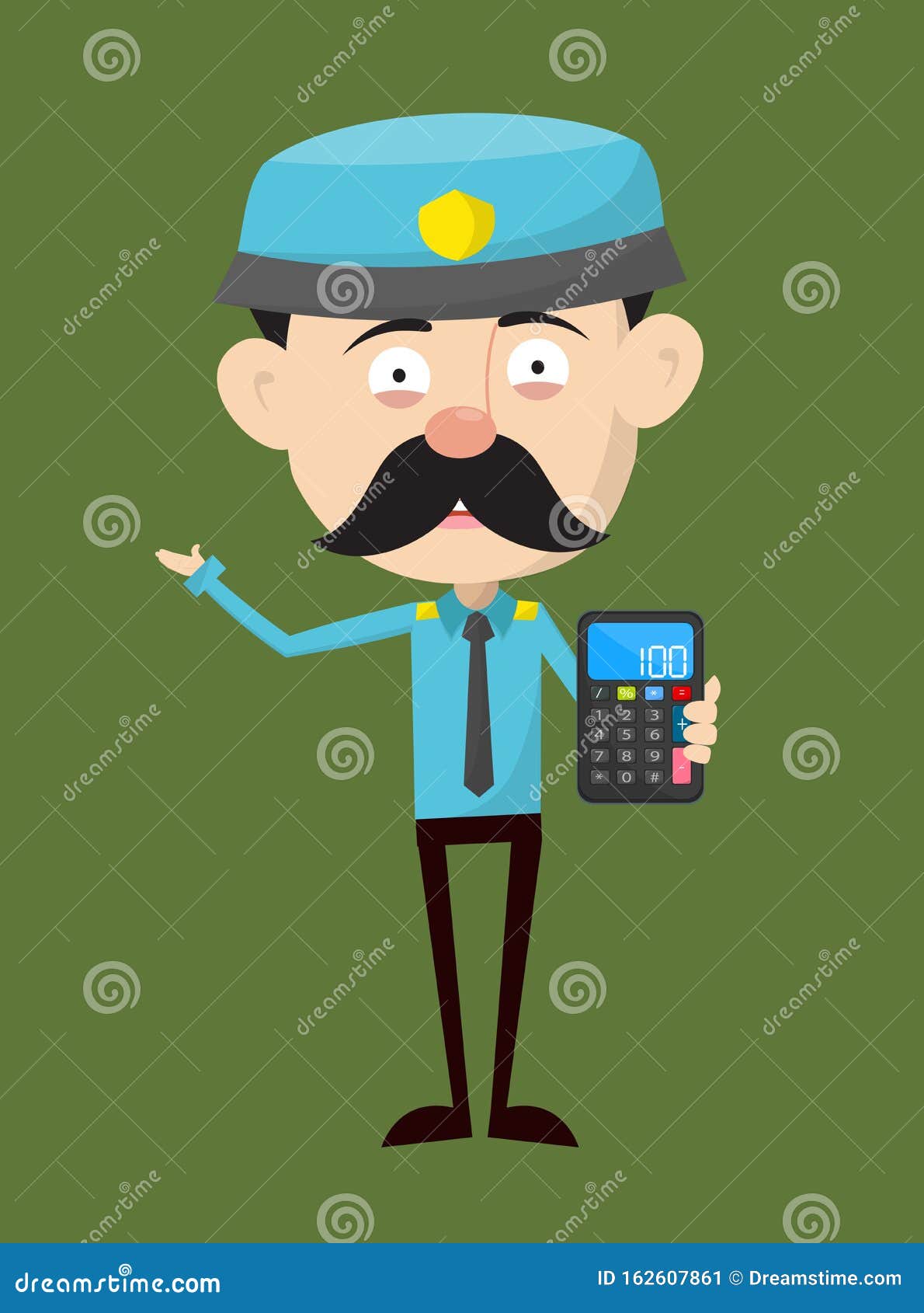 Funny Policeman Cop - Presenting a Calculator Stock Vector ...