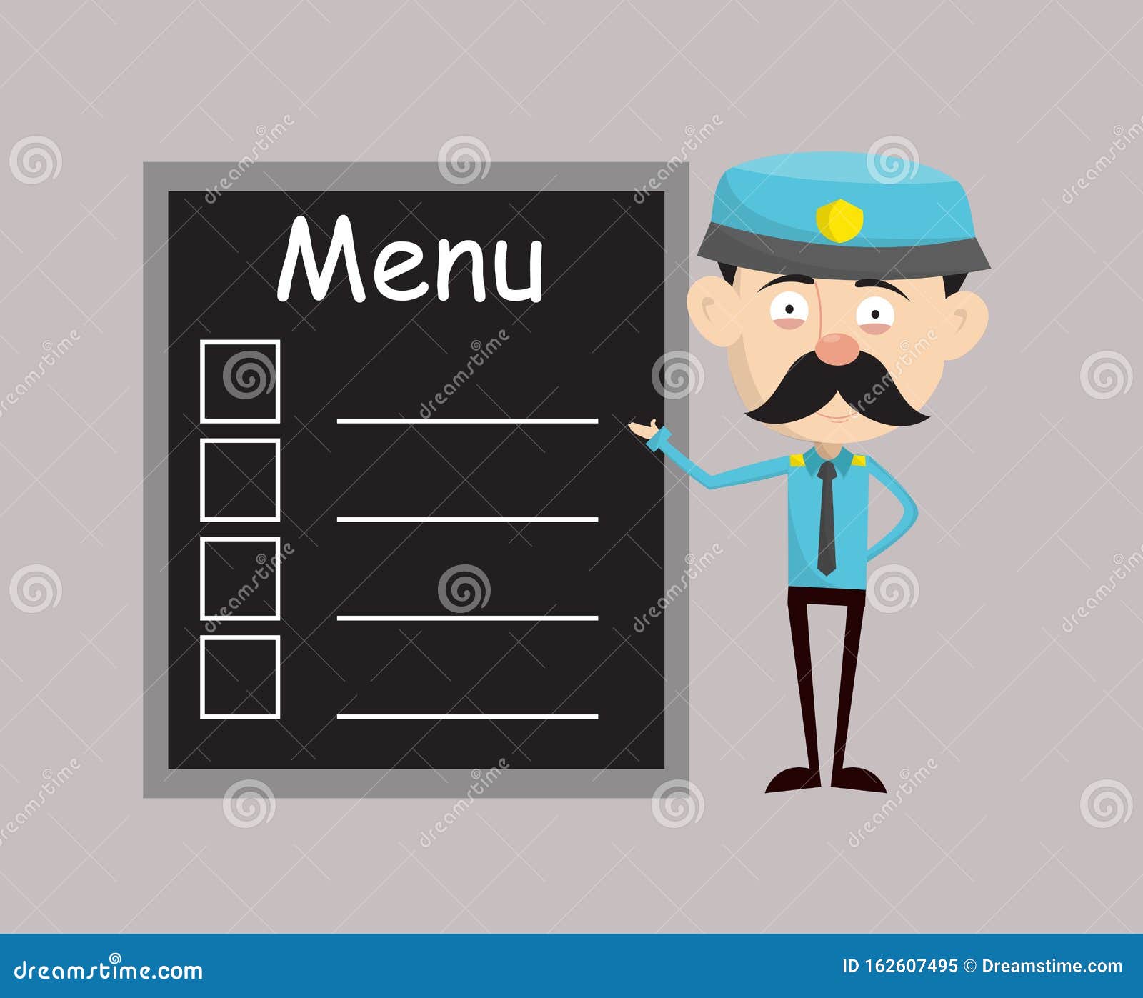 Funny Policeman Cop - Presenting Menu List Cartoon Vector ...