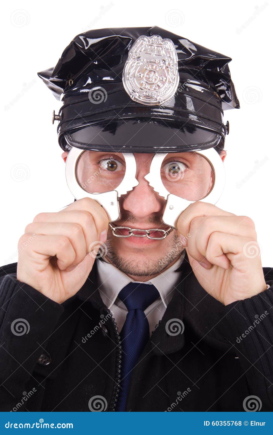 Funny Policeman Isolated on the White Stock Photo - Image of posing ...
