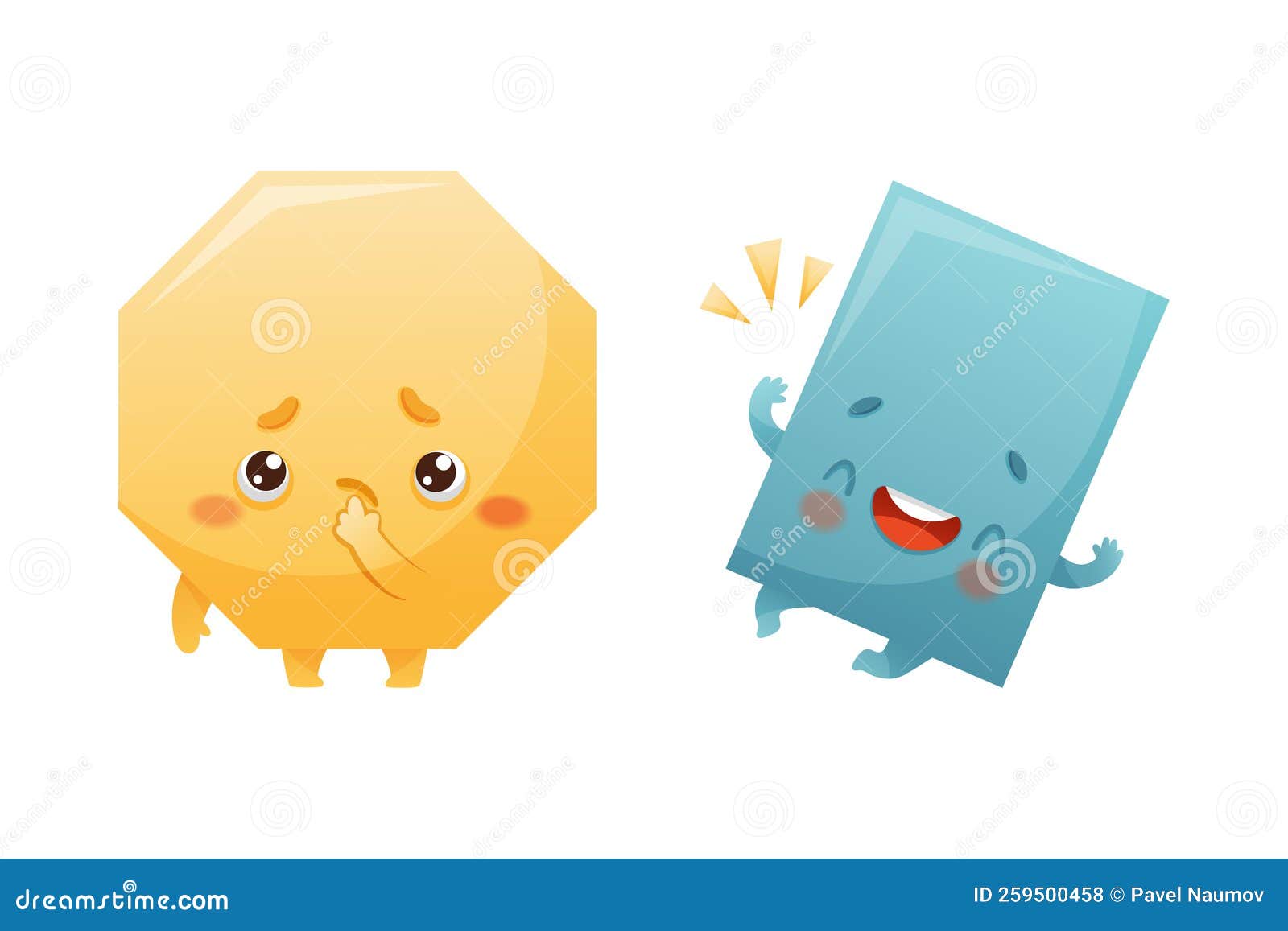 Funny Polygon and Rectangle As Geometric Shape Character Thinking and ...