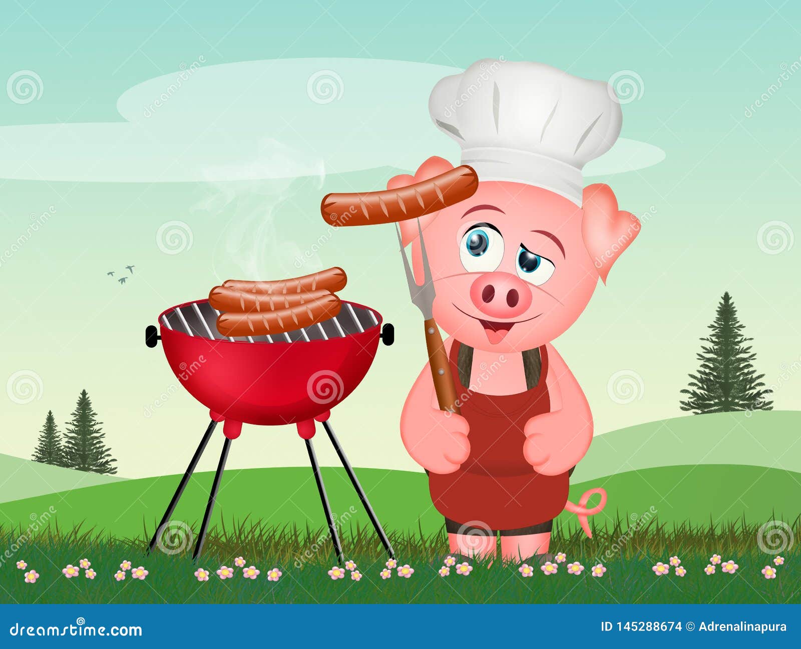 Funny pork cooking pork stock illustration. Illustration of meat ...
