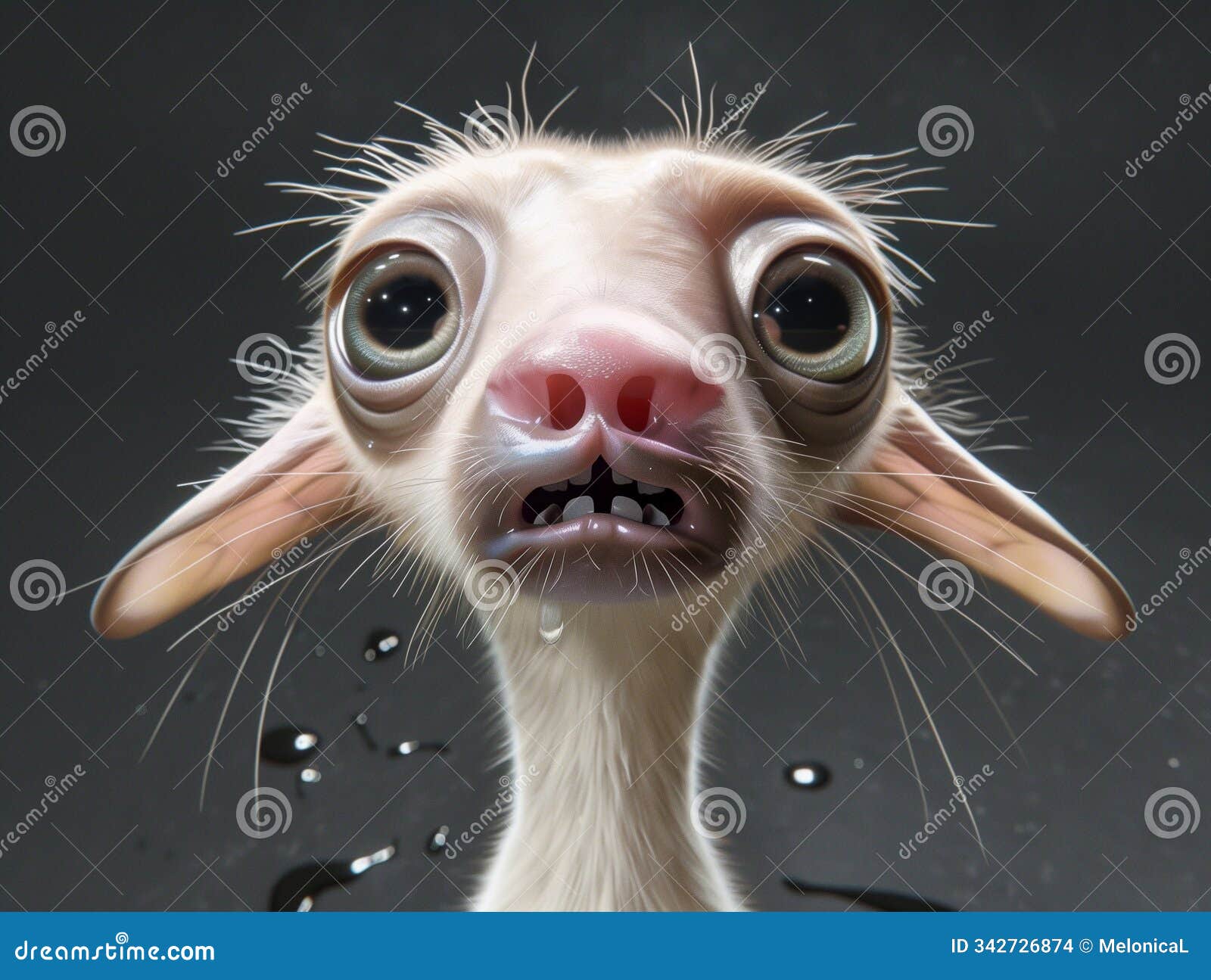 Funny Portrait of a Grotesque Rabbit with Oversized Eyes, Looking ...