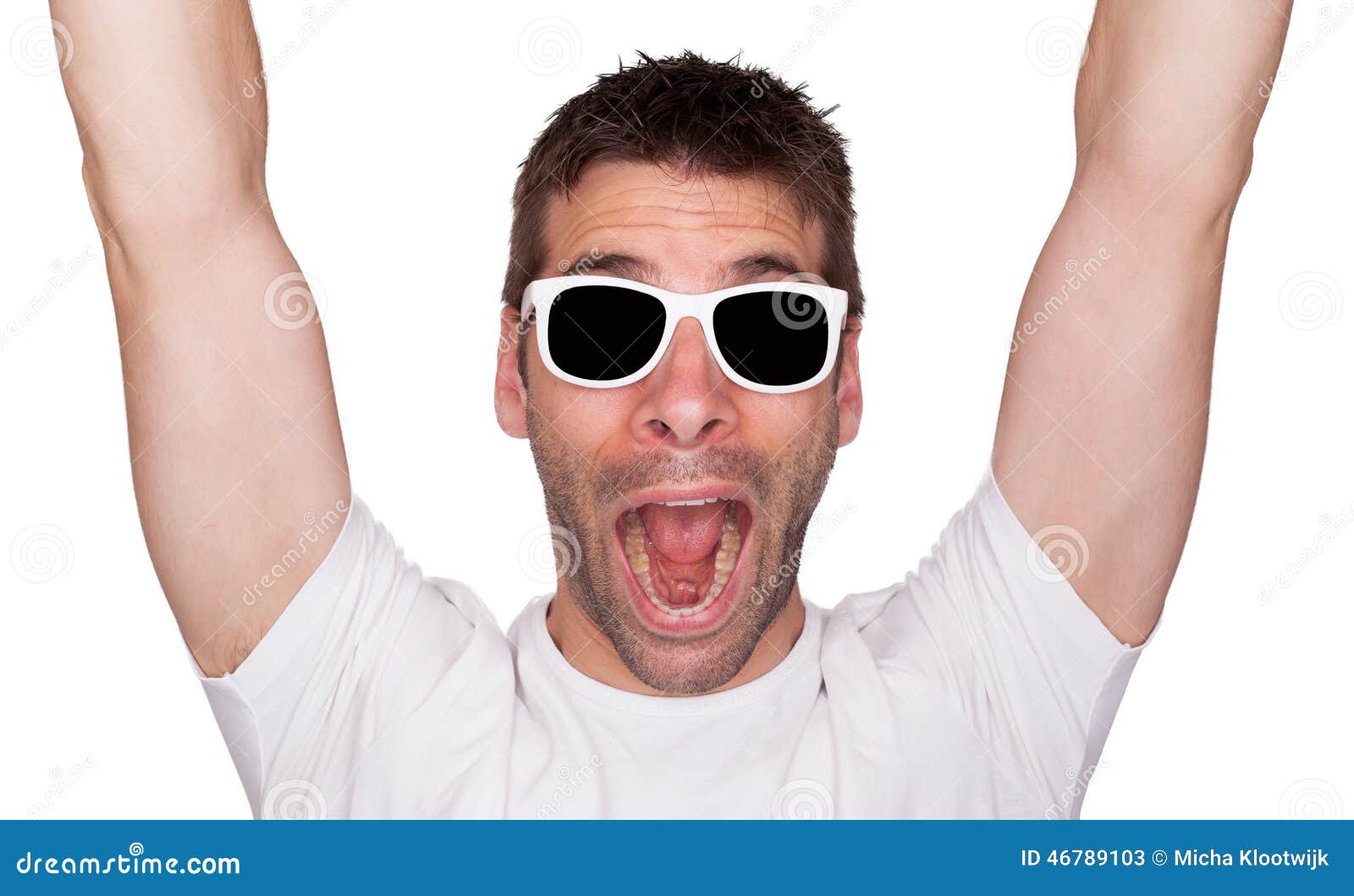 Funny Portrait of a Man Cheering Stock Image - Image of executive ...