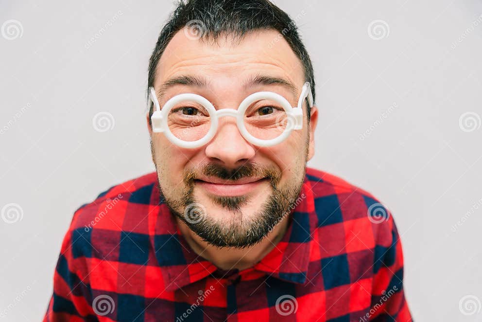 Funny Portrait Of A Man With Glasses Stock Image Image Of Funny Portrait 298976949