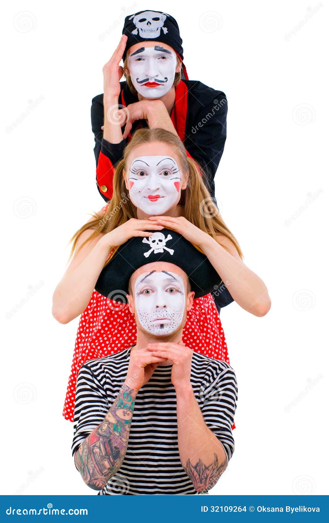 Funny portrait of mimes stock photo. Image of expression - 32109264