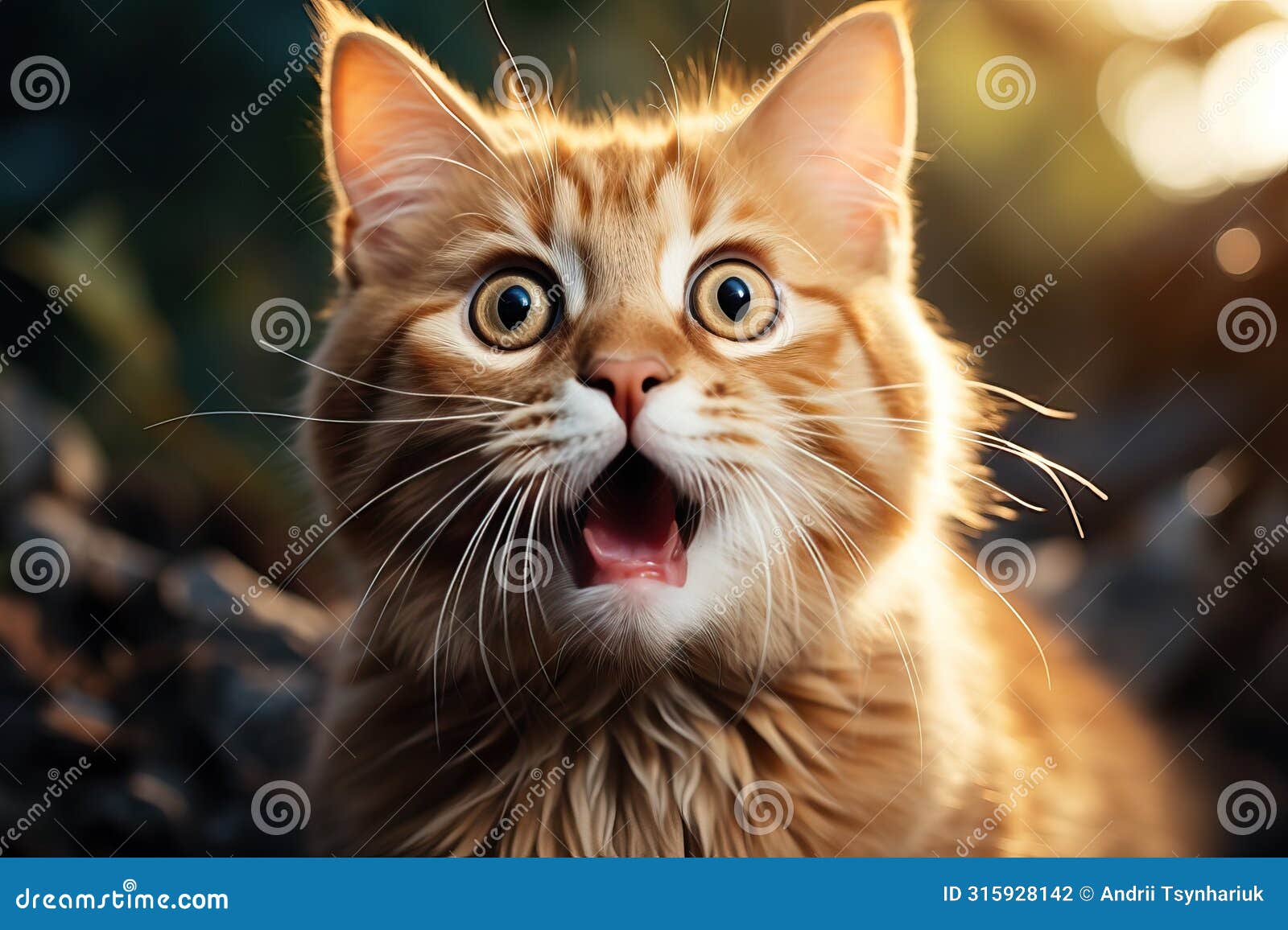 Funny Portrait of a Surprised Meowing Cat Stock Photo - Image of yawn ...