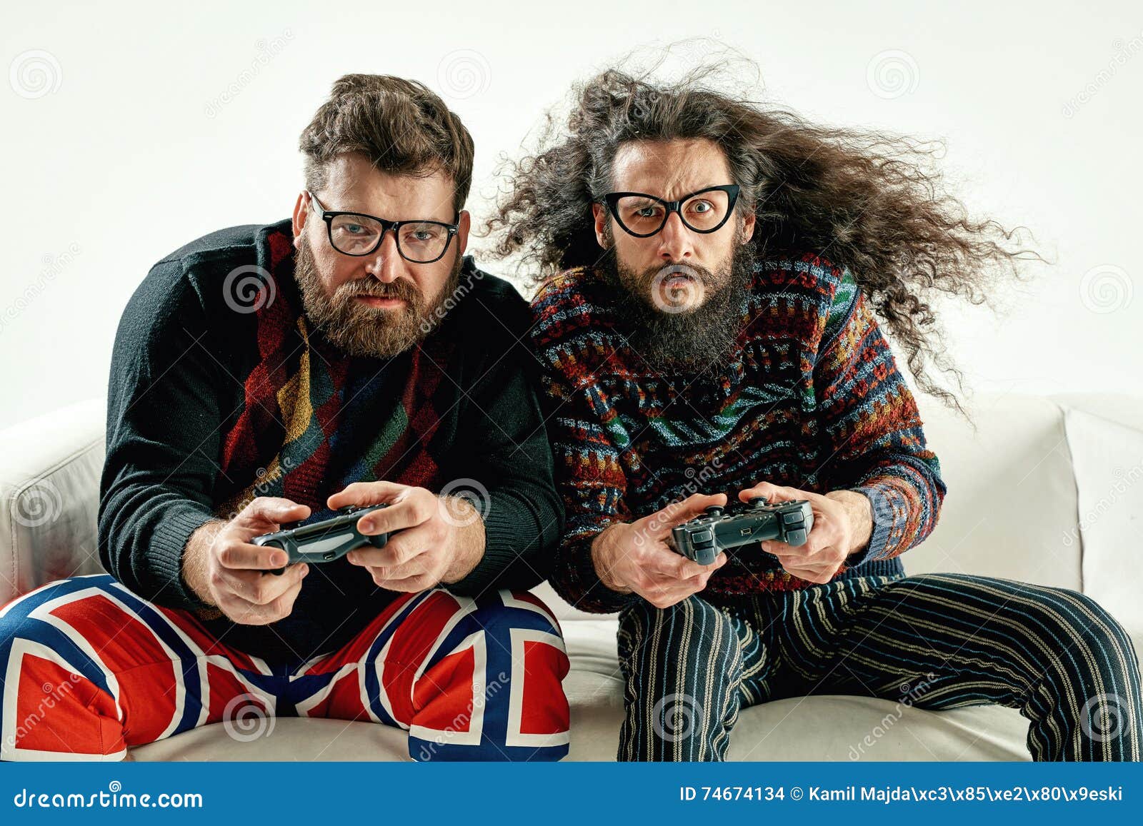 Funny Portrait of Two Best Friends Playing Games Stock Photo - Image of ...