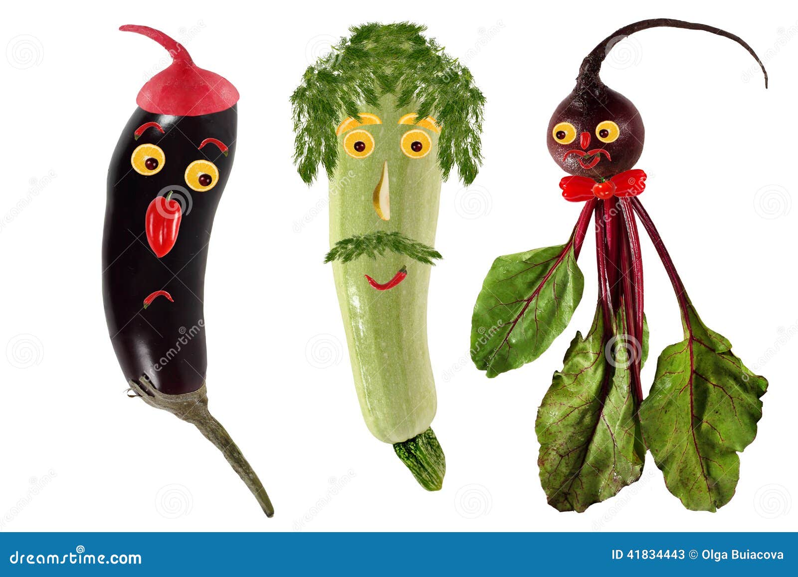 Funny Portraits Made of Beets, Eggplant and Zucchini Stock Illustration ...