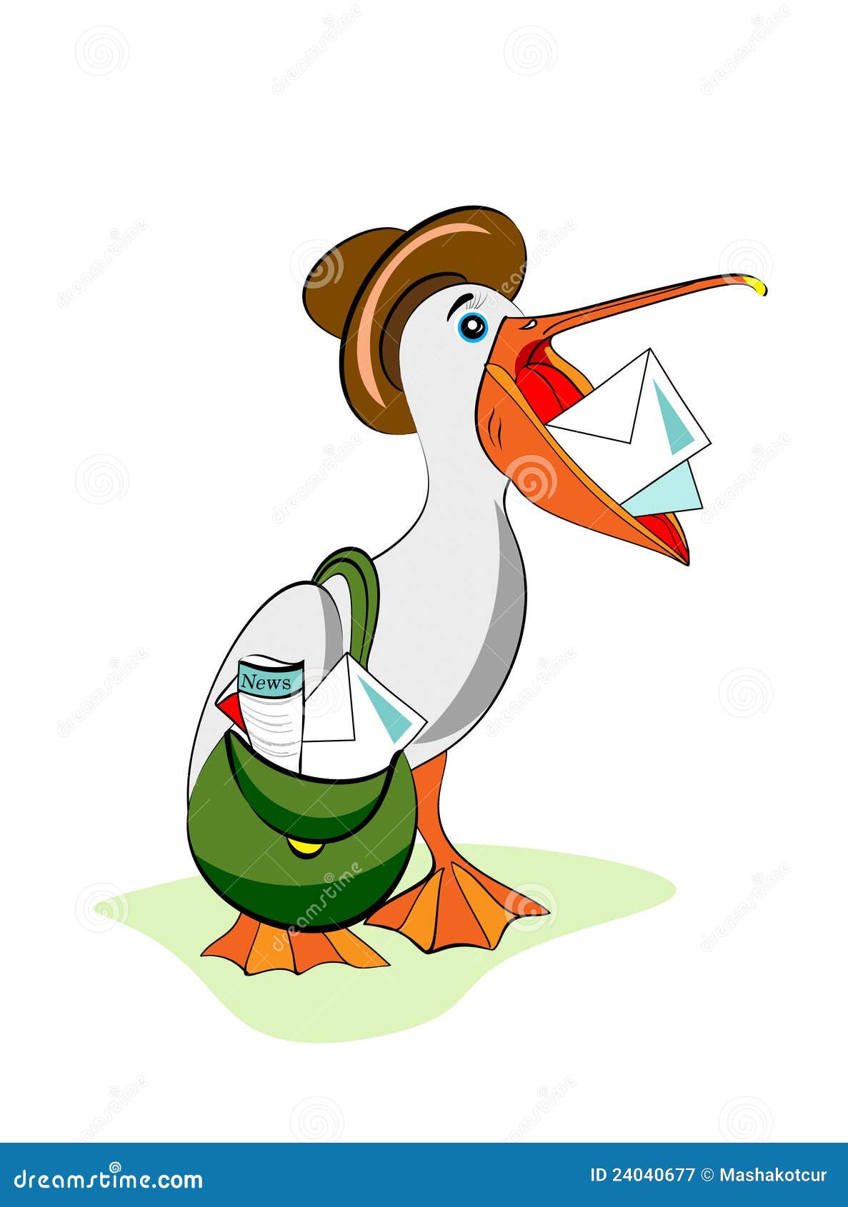 Funny postman bird stock illustration. Illustration of illustrated ...
