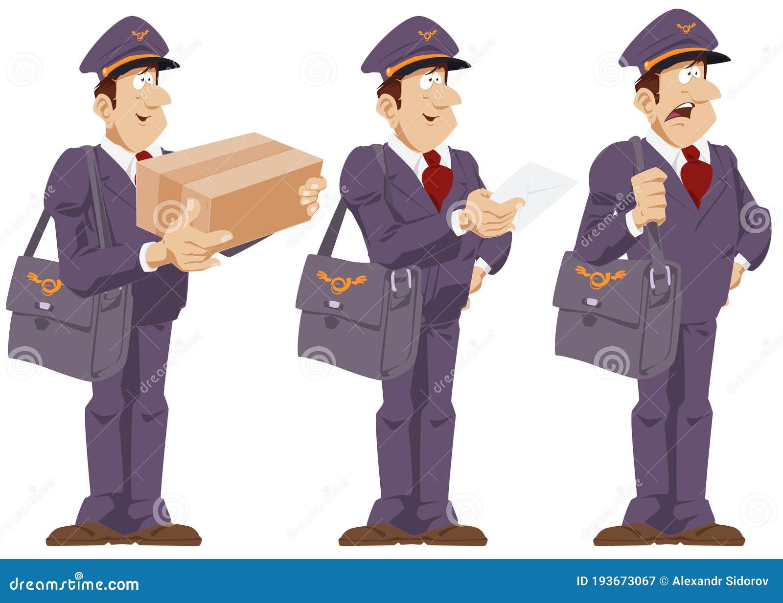 Funny Postman Character Collection - Set Of Concepts Vector ...