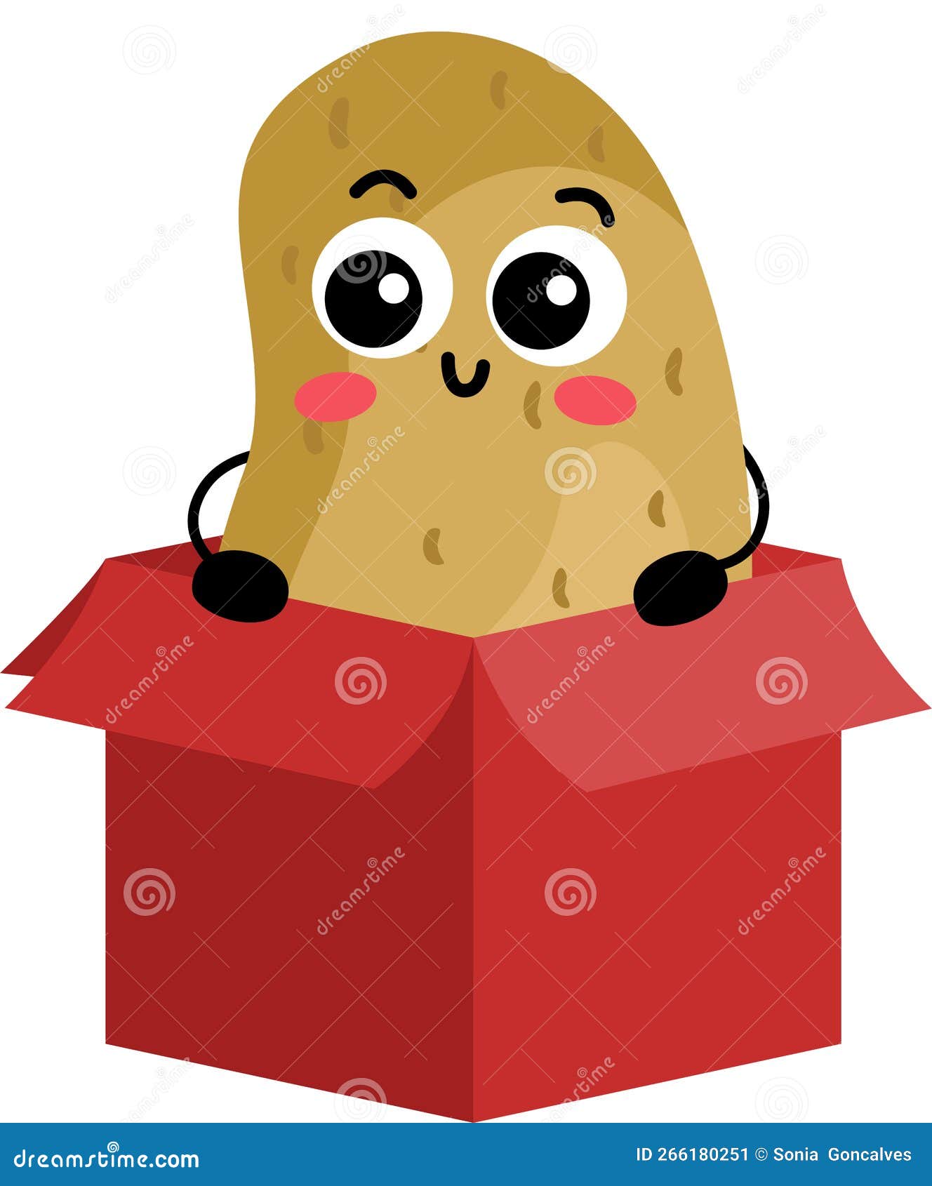 Funny Potato Mascot in Cardboard Box Stock Vector - Illustration of ...