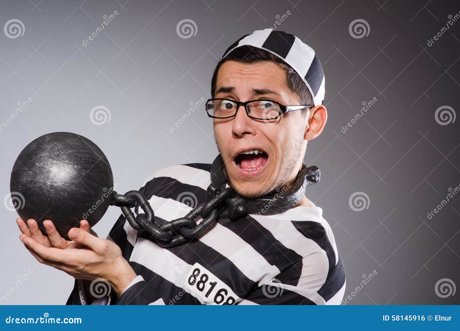 Funny prisoner in chains stock photo. Image of cuff, caucasian - 58145916