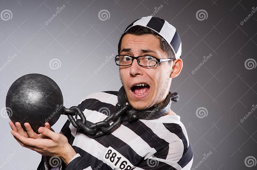 Funny prisoner in chains stock photo. Image of cuff, caucasian - 58145916