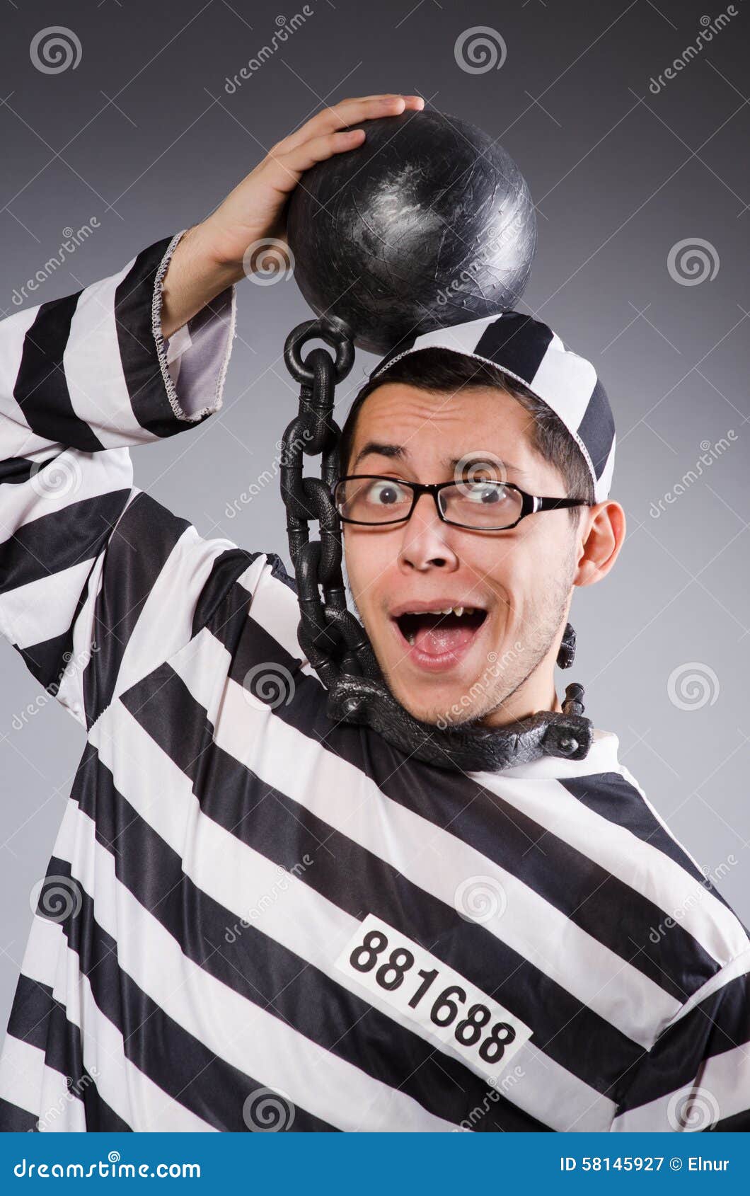 Funny prisoner in chains stock image. Image of convict - 58145927