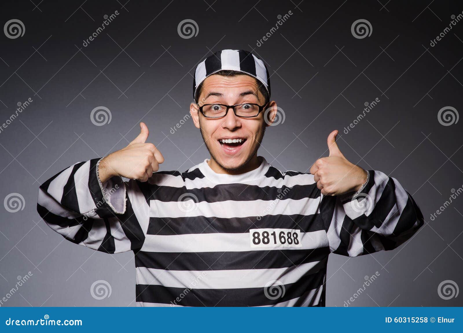 Funny Prisoner Isolated on Gray Stock Photo - Image of caucasian ...