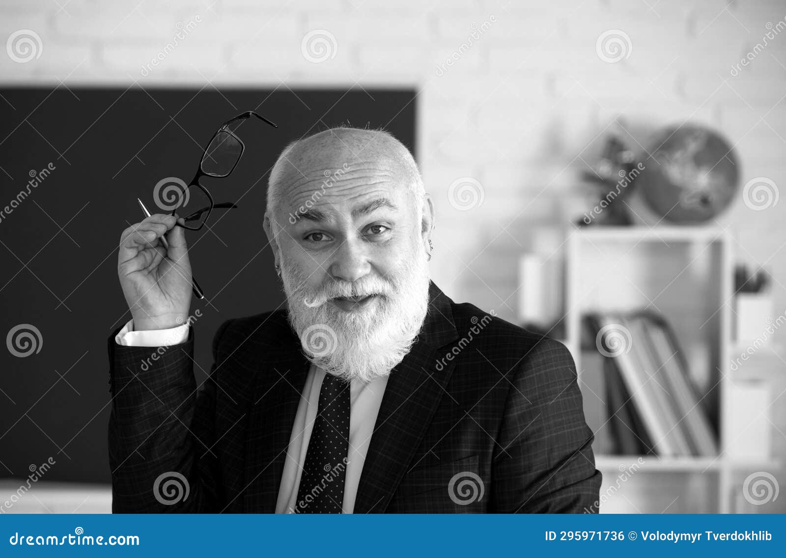 Funny Professor at School. Teacher Smiling in Classroom. Stock Photo ...