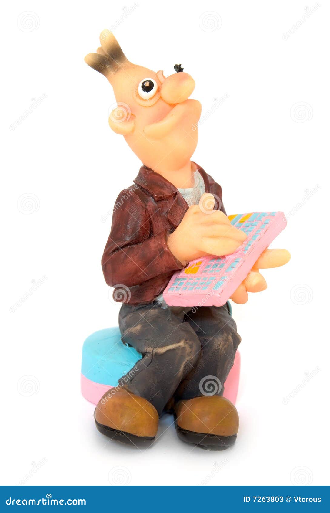 Funny Programmer Man With Keyboard In Front Of Computer Stock Image ...