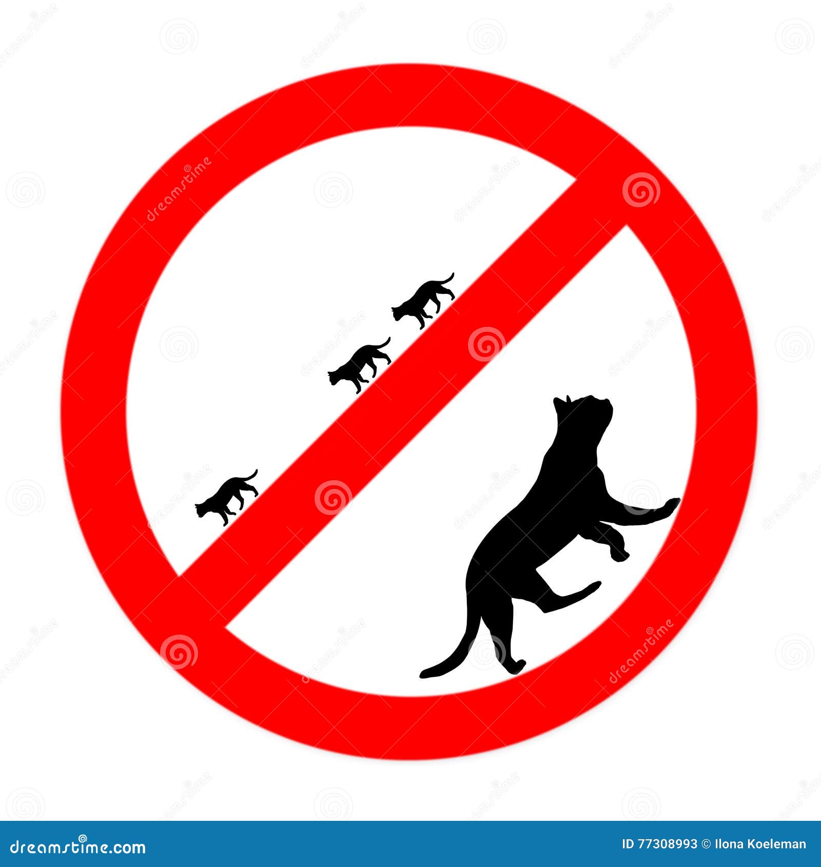 Funny Prohibited Road Sign Cats Icon Isolated Stock Illustration ...