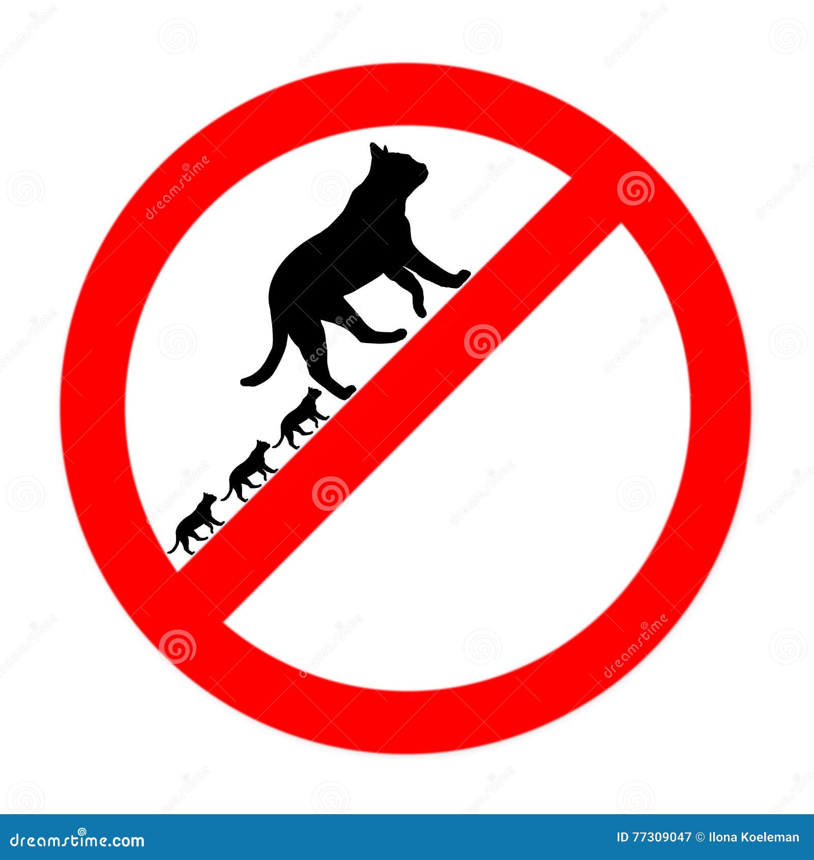 Funny Prohibited Road Sign Cats Icon Isolated Stock Illustration ...