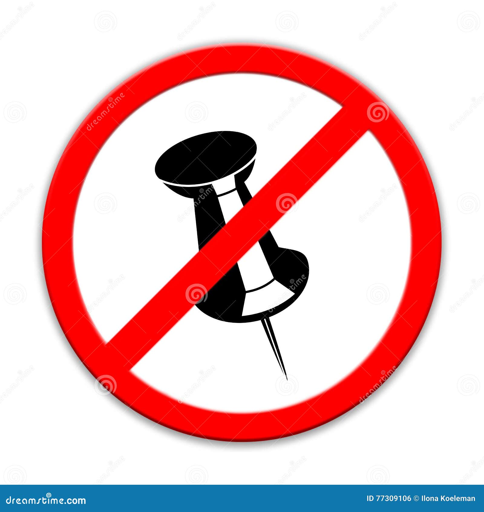 Funny Prohibited Road Sign Push Pin Isolated Stock Illustration ...