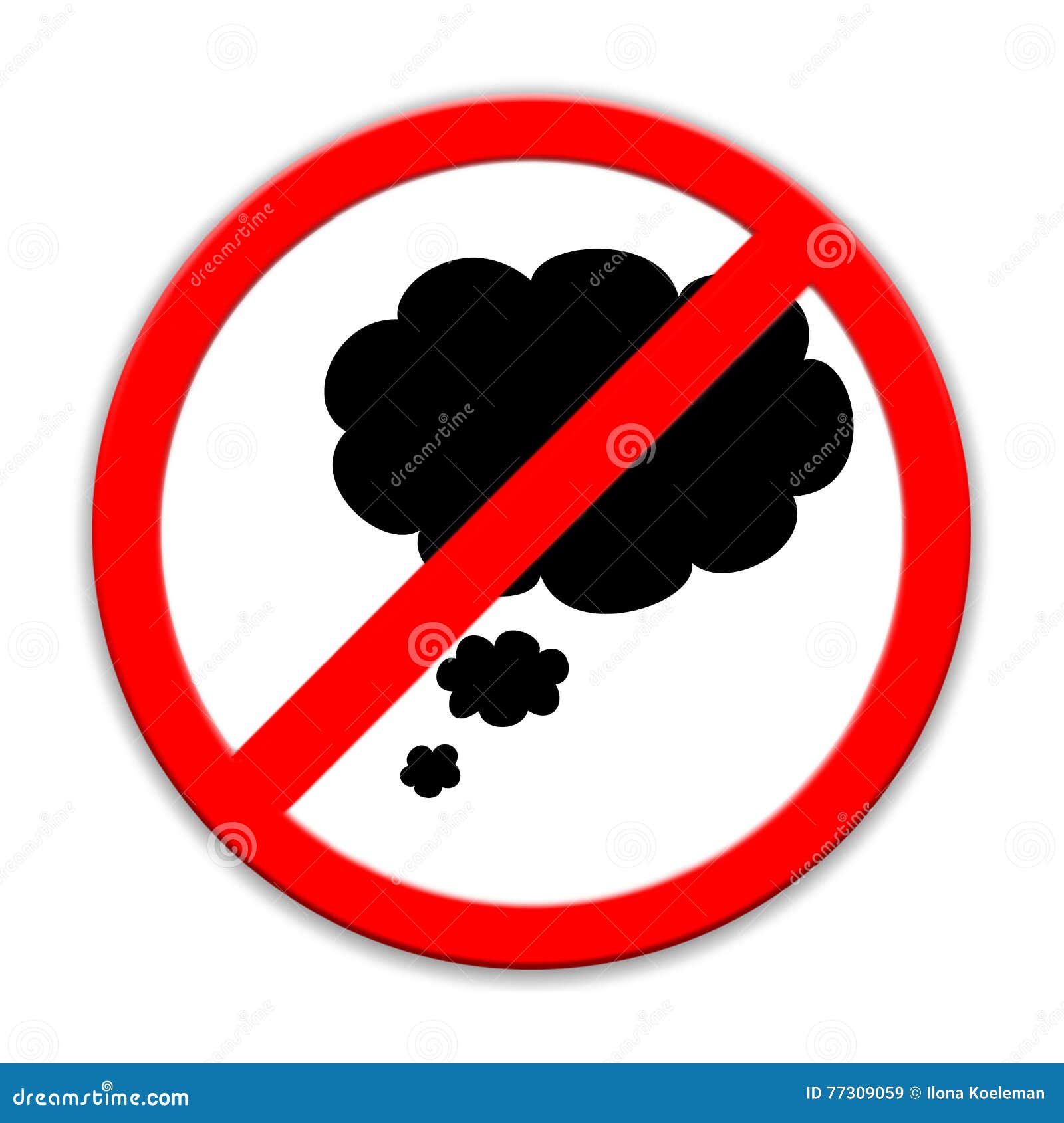 Funny Prohibited Road Sign Thinking Cloud Icon Isolated Stock ...