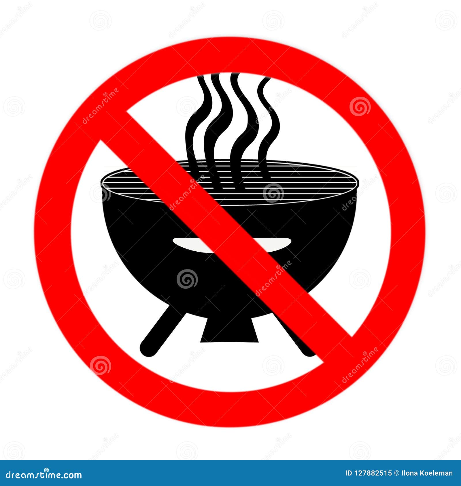 Funny Prohibited Sign Barbecue Isolated on White Stock Illustration ...