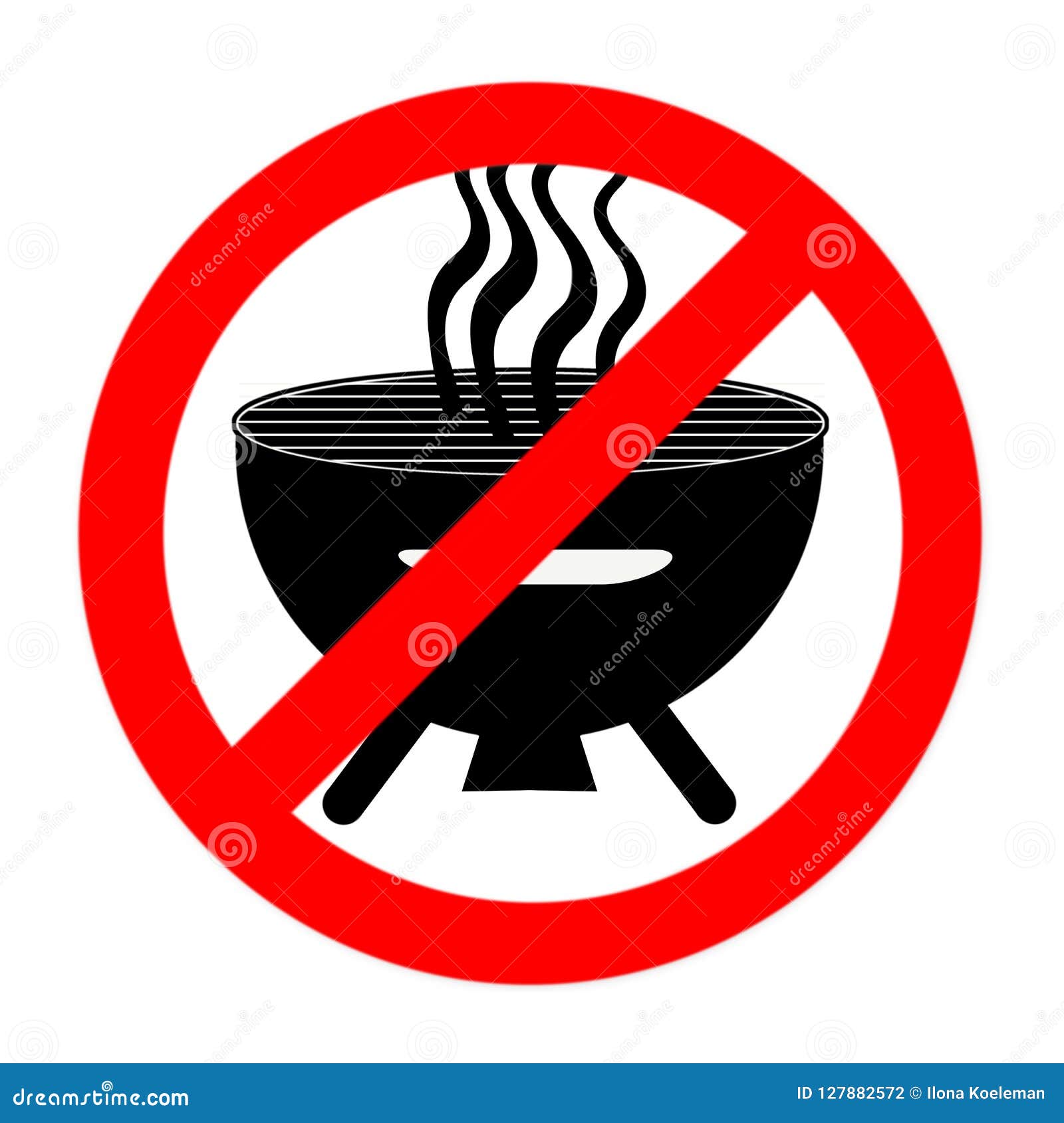 Funny Prohibited Sign Barbecue Isolated on White Stock Illustration ...
