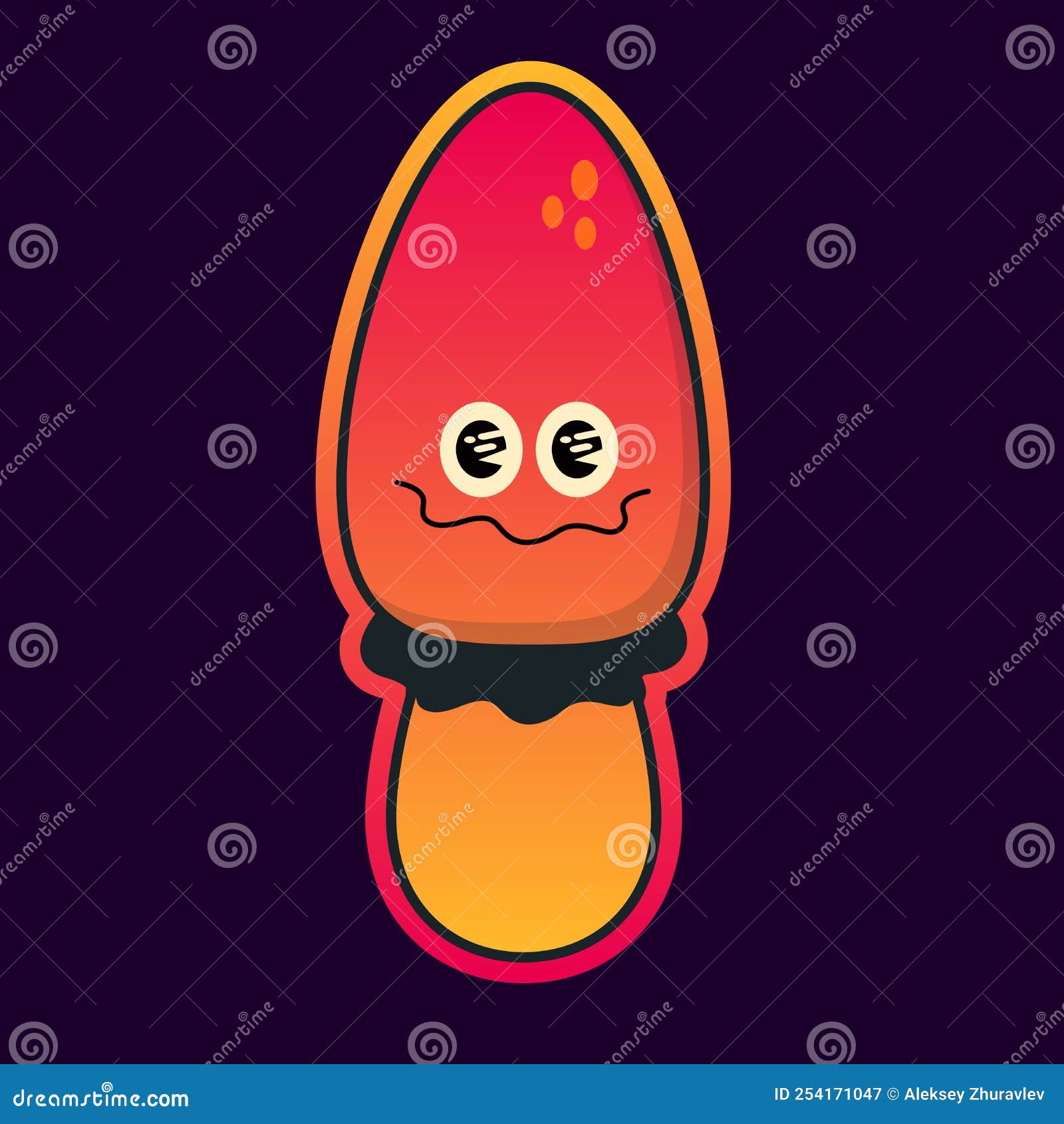 Funny Psychedelic Magic Mushroom With Acid Mark On Tongue Vector