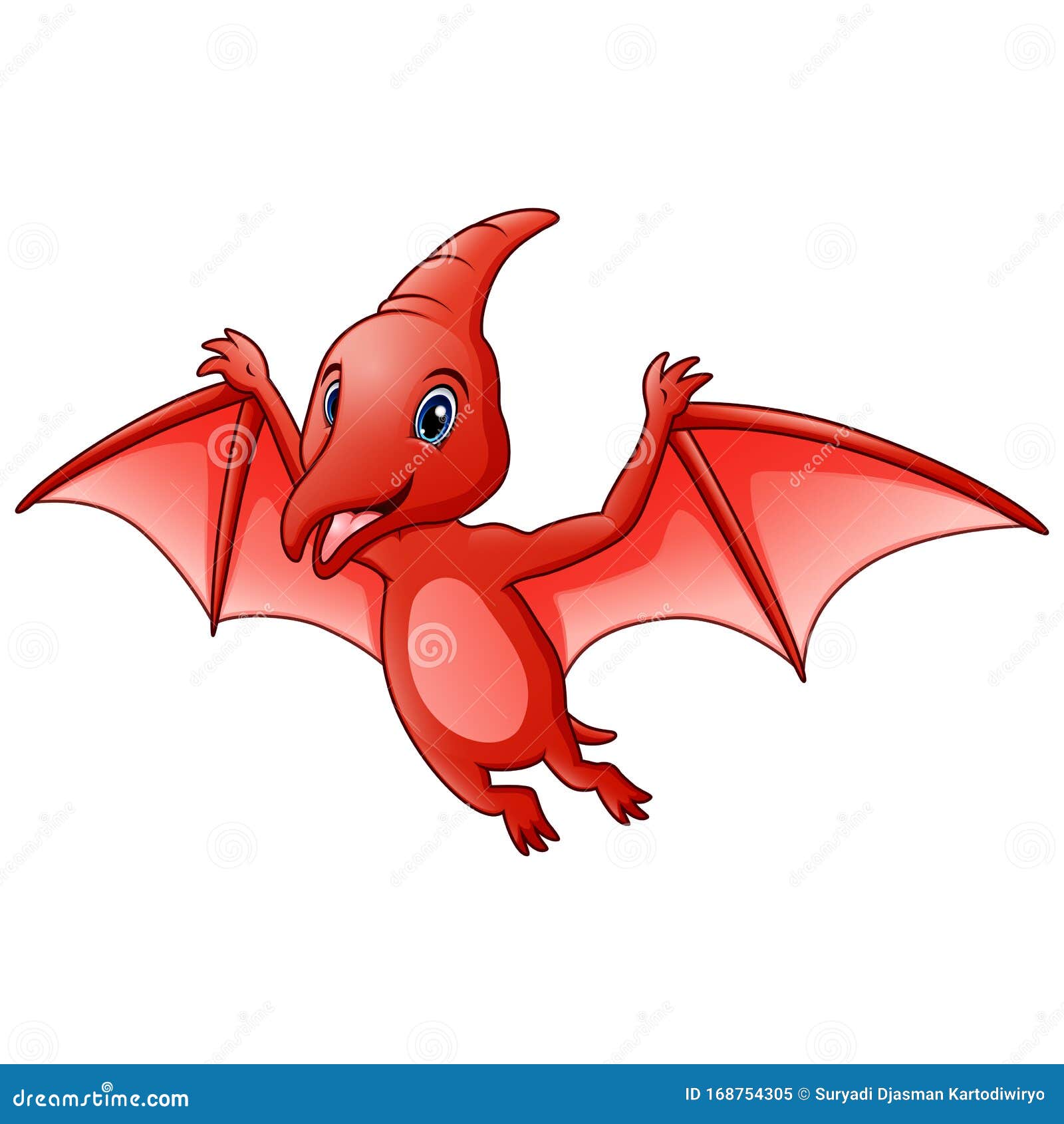 Funny Pterodactyl Cartoon With Forest Landscape Background Royalty-Free ...