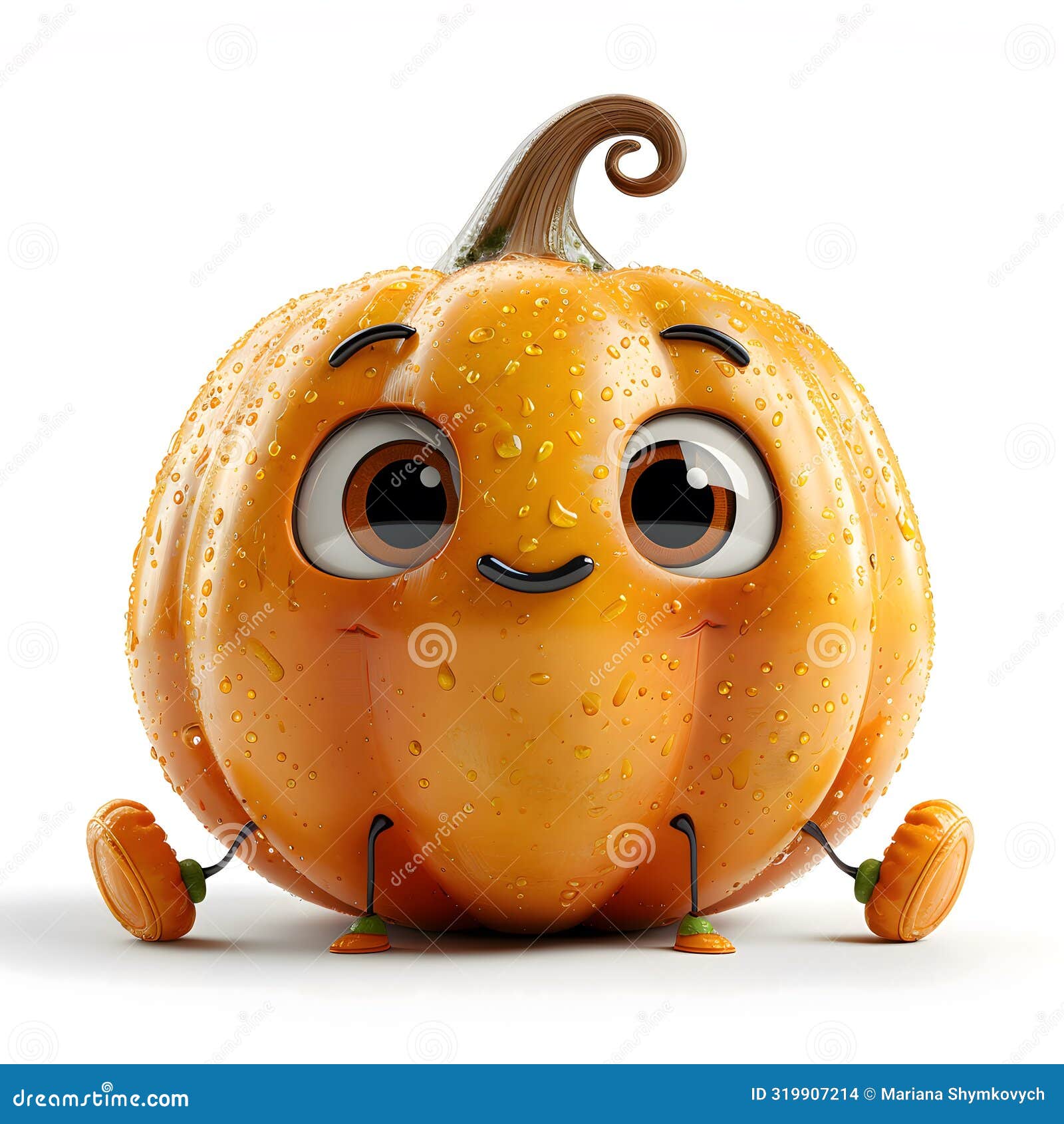 Funny Pumpkin on a White Background. 3d Pumpkin Character. Stock ...