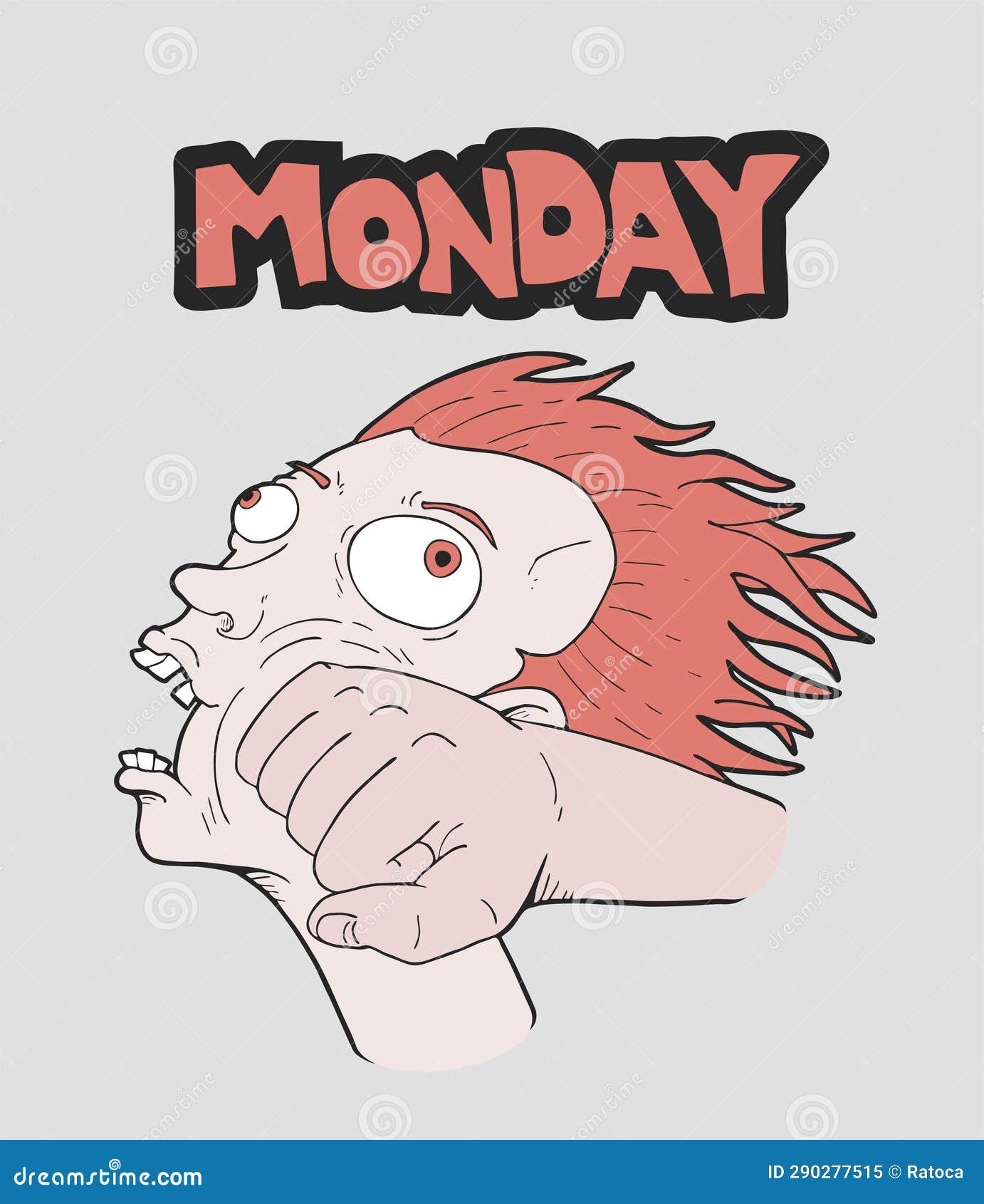 Funny Punch Head Draw and Monday Message Stock Illustration ...