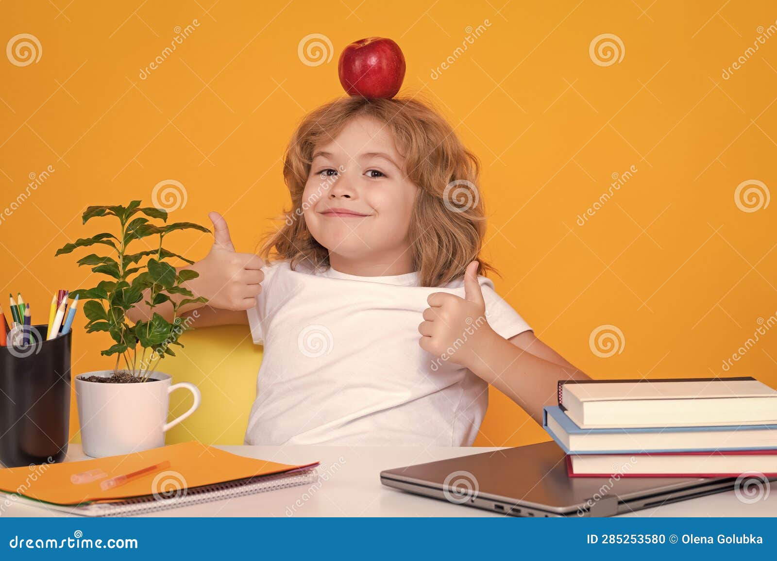 Funny Pupil. Nerd School Kid Isolated on Studio Background. Clever ...