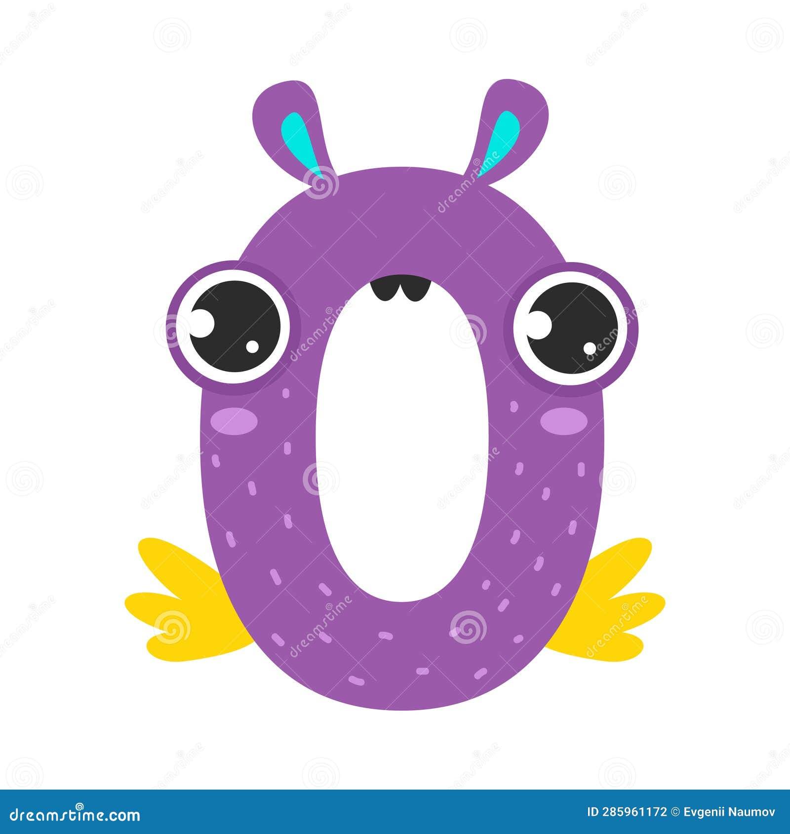 Funny Purple Number Zero or Numeral with Eye Vector Illustration Stock ...