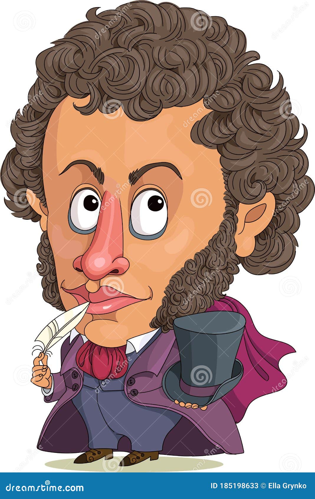 Vector Funny Cartoon Pushkin Stock Vector - Illustration of compose ...