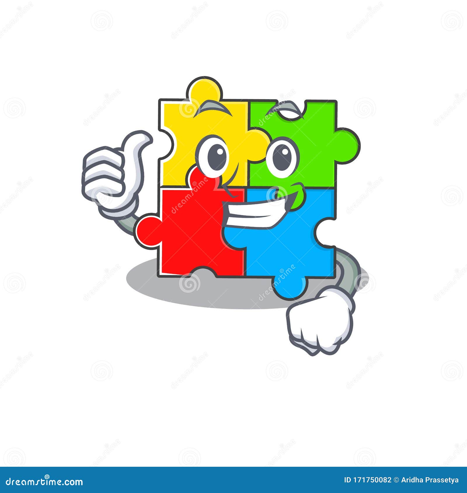 Funny Puzzle Toy Making Thumbs Up Gesture Stock Vector - Illustration ...