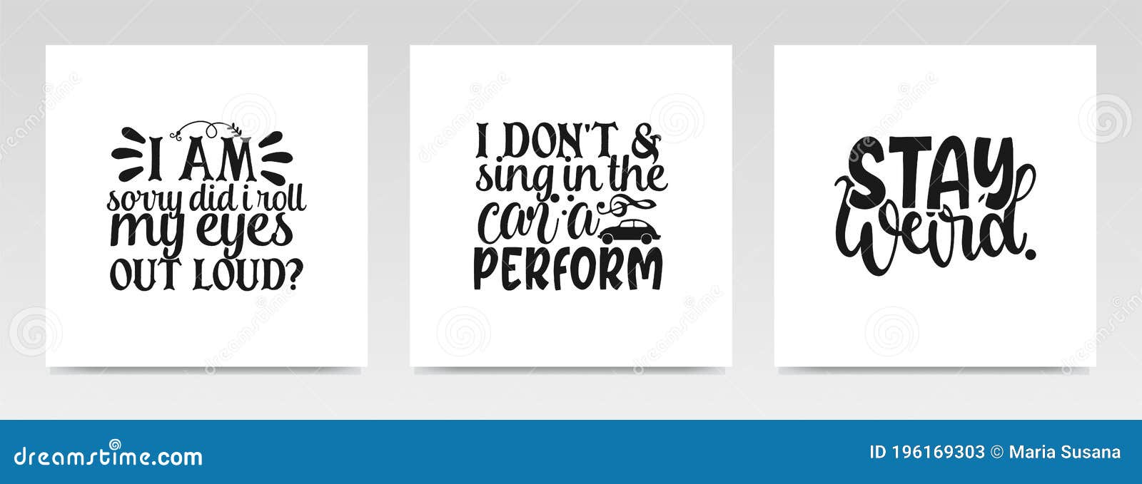 Funny Quotes Letter Typography Set Illustration Stock Vector ...