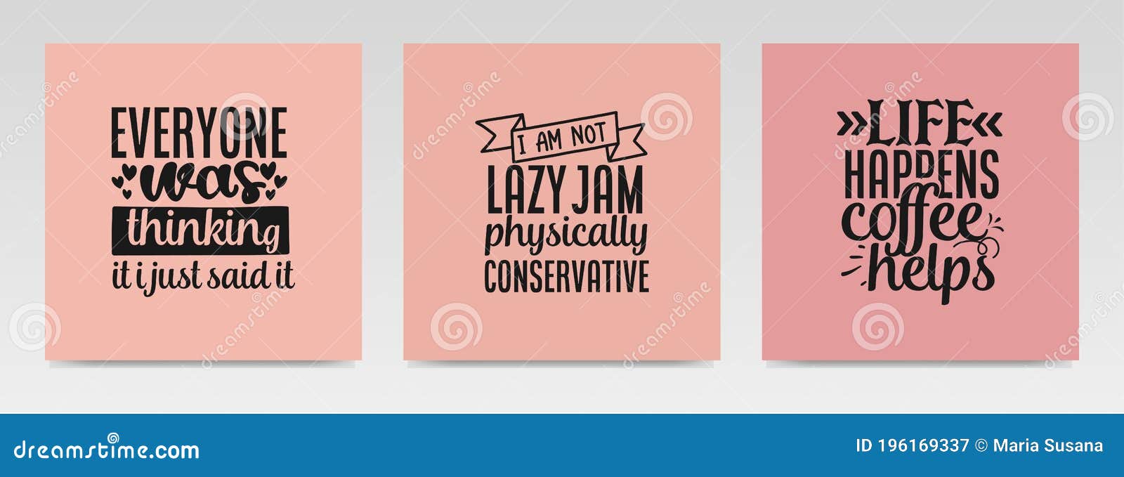 Funny Quotes Letter Typography Set Illustration Stock Vector ...