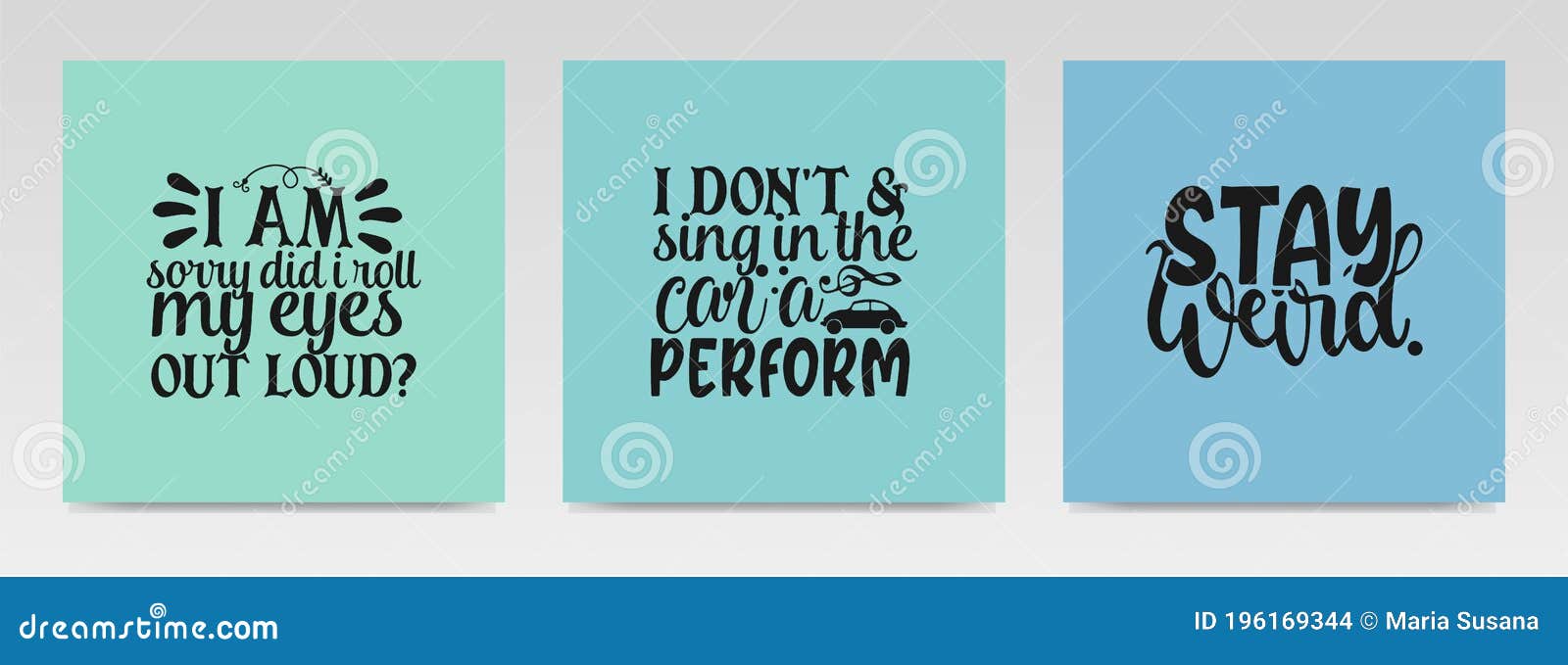 Funny Quotes Letter Typography Set Illustration Stock Vector ...