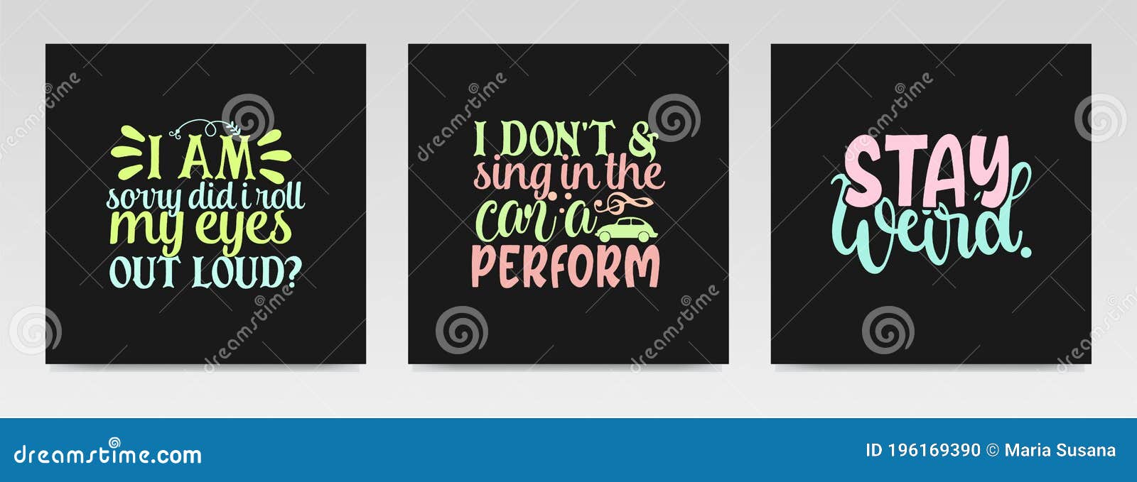 Funny Quotes Letter Typography Set Illustration Stock Vector ...
