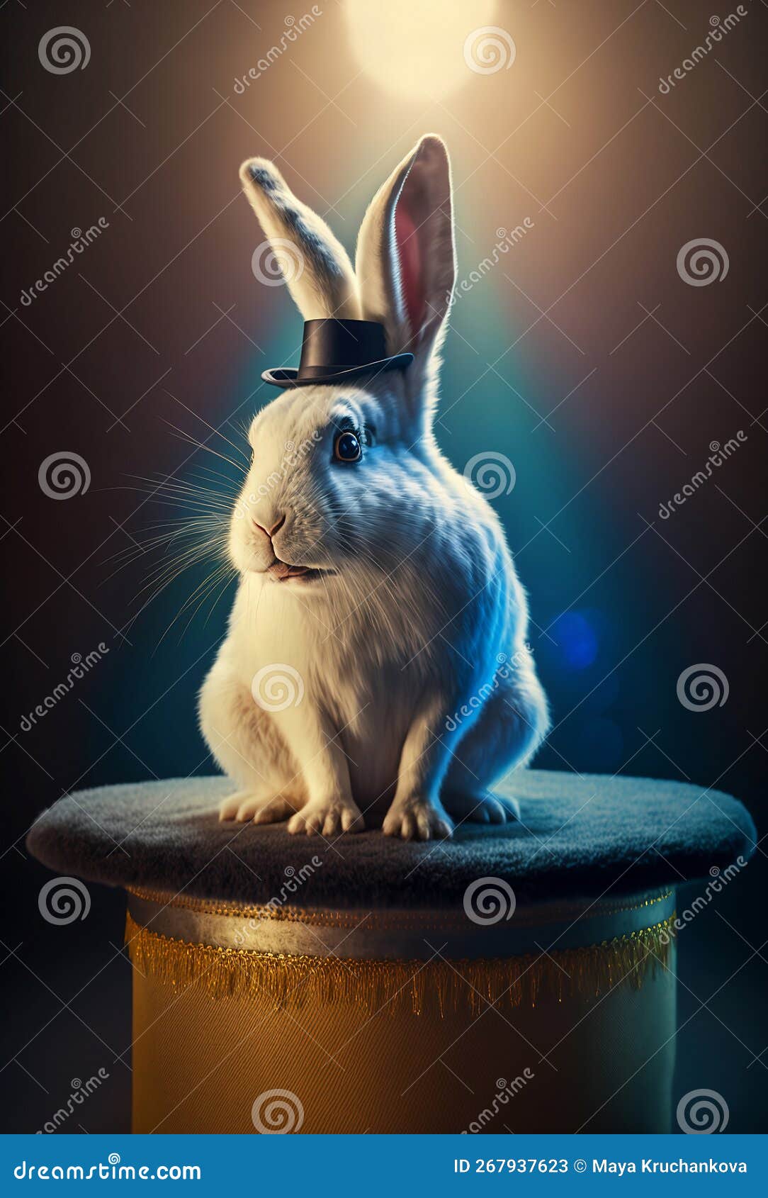 Funny rabbit in black hat stock illustration. Illustration of card ...