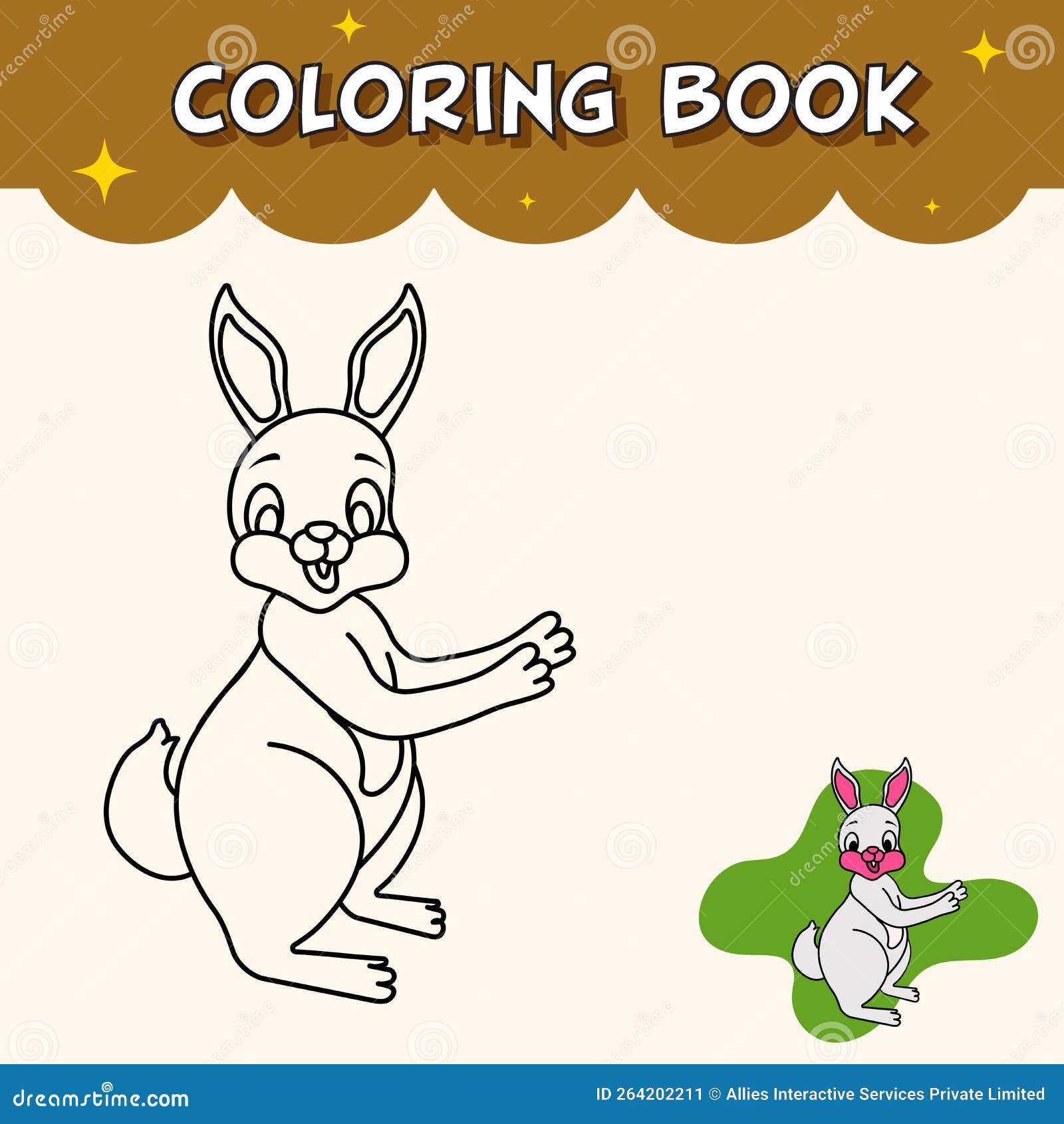 Funny Rabbit Cartoon Tracing and Coloring Book Stock Illustration ...